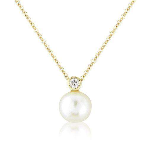 9ct Gold Diamond and Pearl Necklet - Mark Milton - MM2V08DCP - Ogham ...