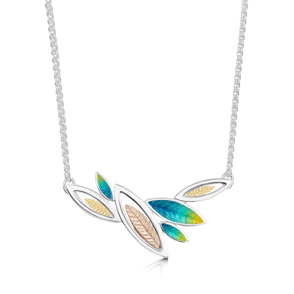 Seasons Sterling Silver and Gold Leaf Necklet - SYR-EN266 - Ogham Jewellery