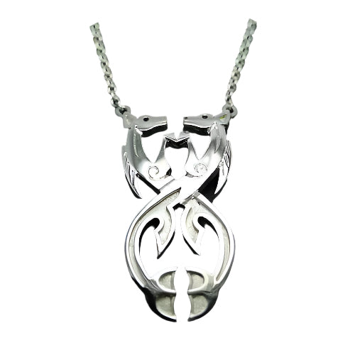 Sea Celtic Kelpies Necklace - 025B Mithril - Ogham Jewellery