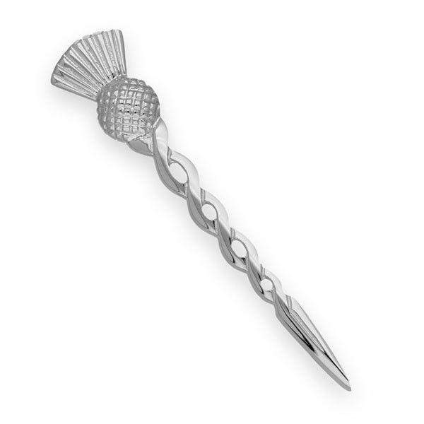 Silver Thistle Kilt Pin - B150 Ortak - Ogham Jewellery